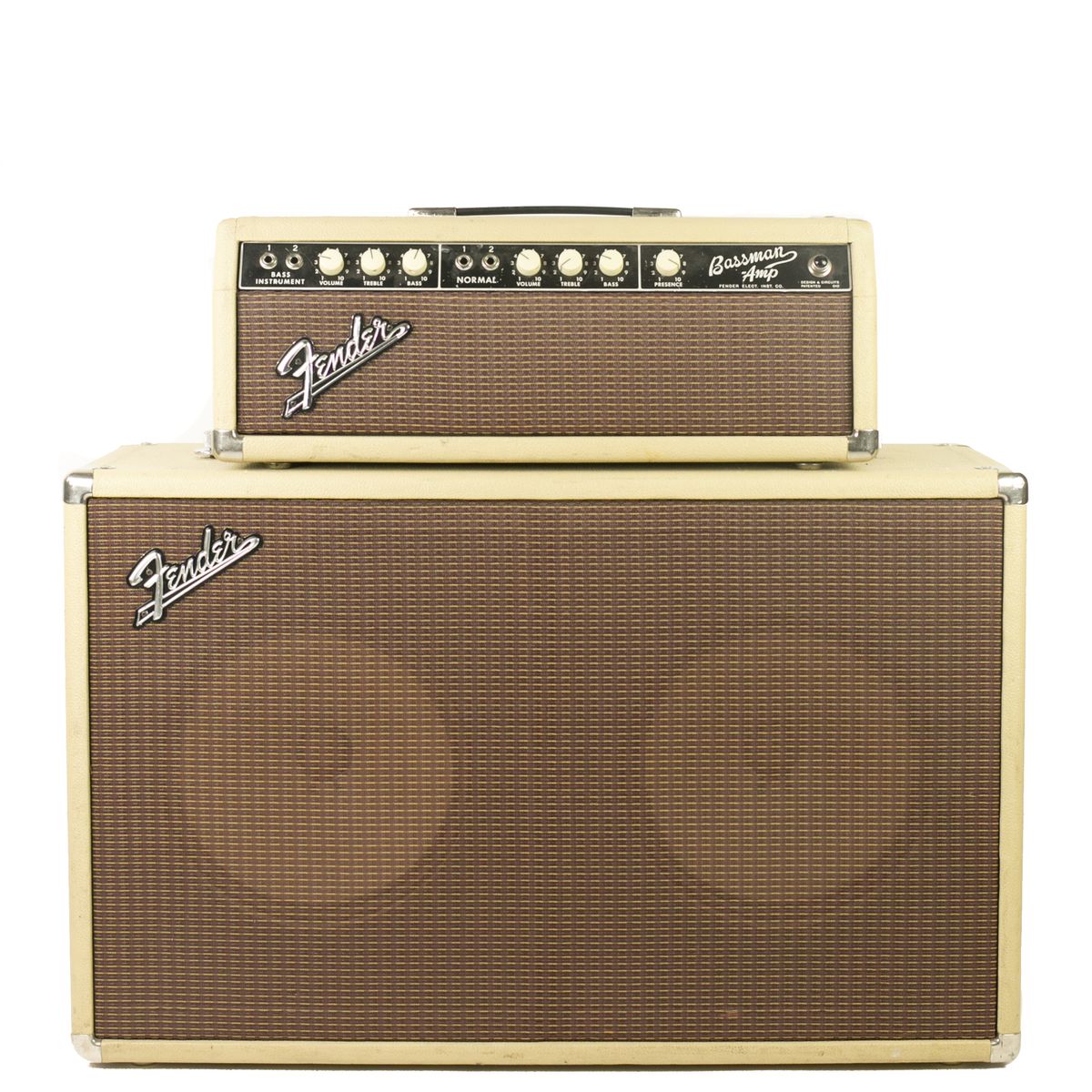 1963 Fender Blonde Bassman 6G6-B head w/ matching 2x12 speaker cab ...