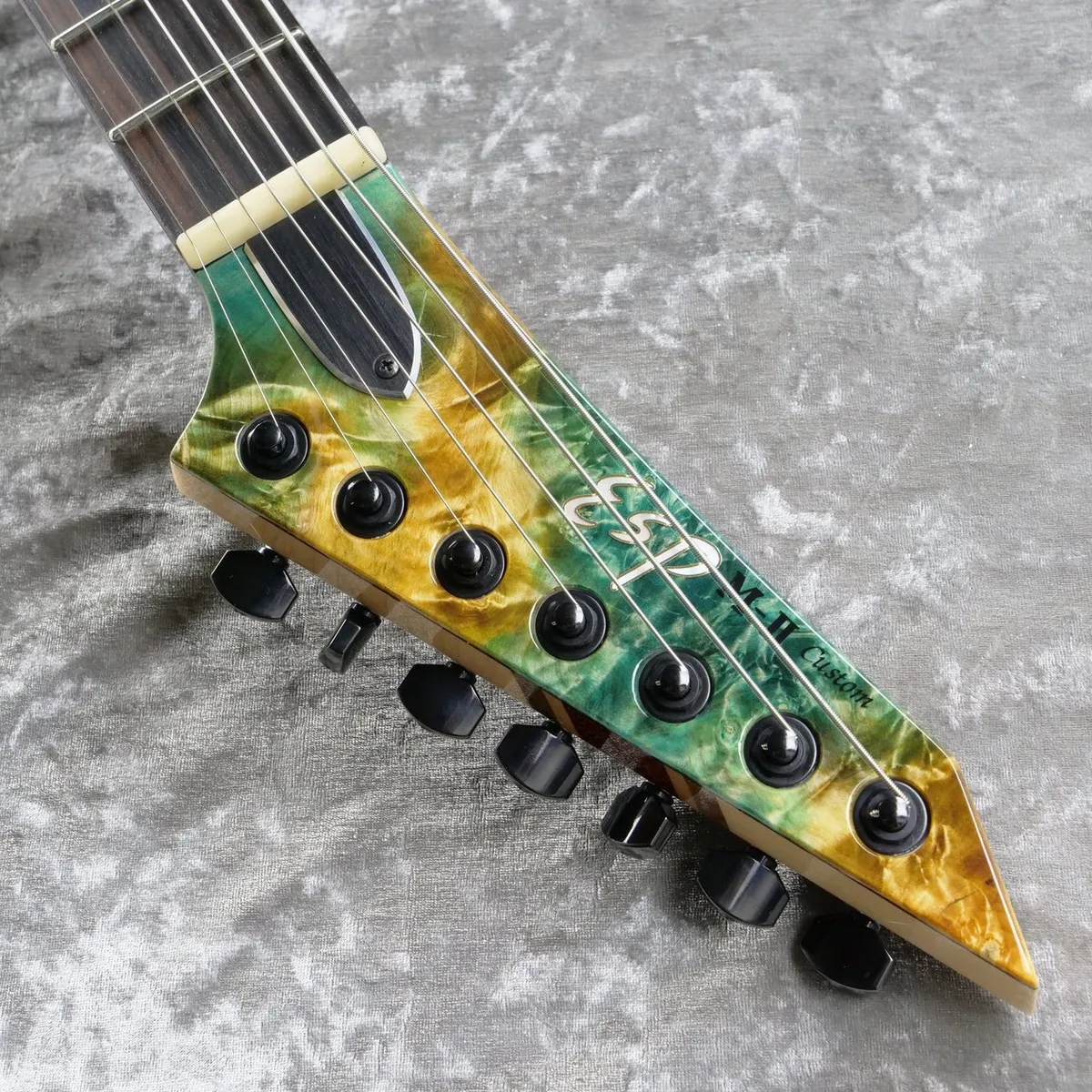 ESP Experimental Series M-II-7 NT Buckeye Burl Green Stained Top ...