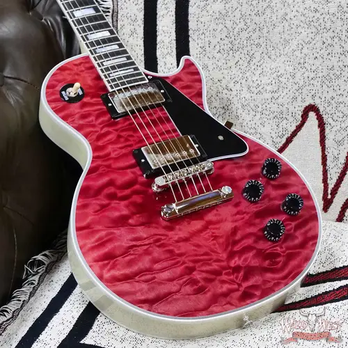 Gibson Custom Shop M2M Les Paul Custom 5A Quilt Maple Top Trans Pink ...