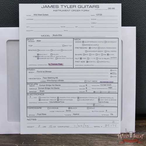 2025 James Tyler USA Studio Elite HSS Floyd Rose Maple Fingerboard Fire ...