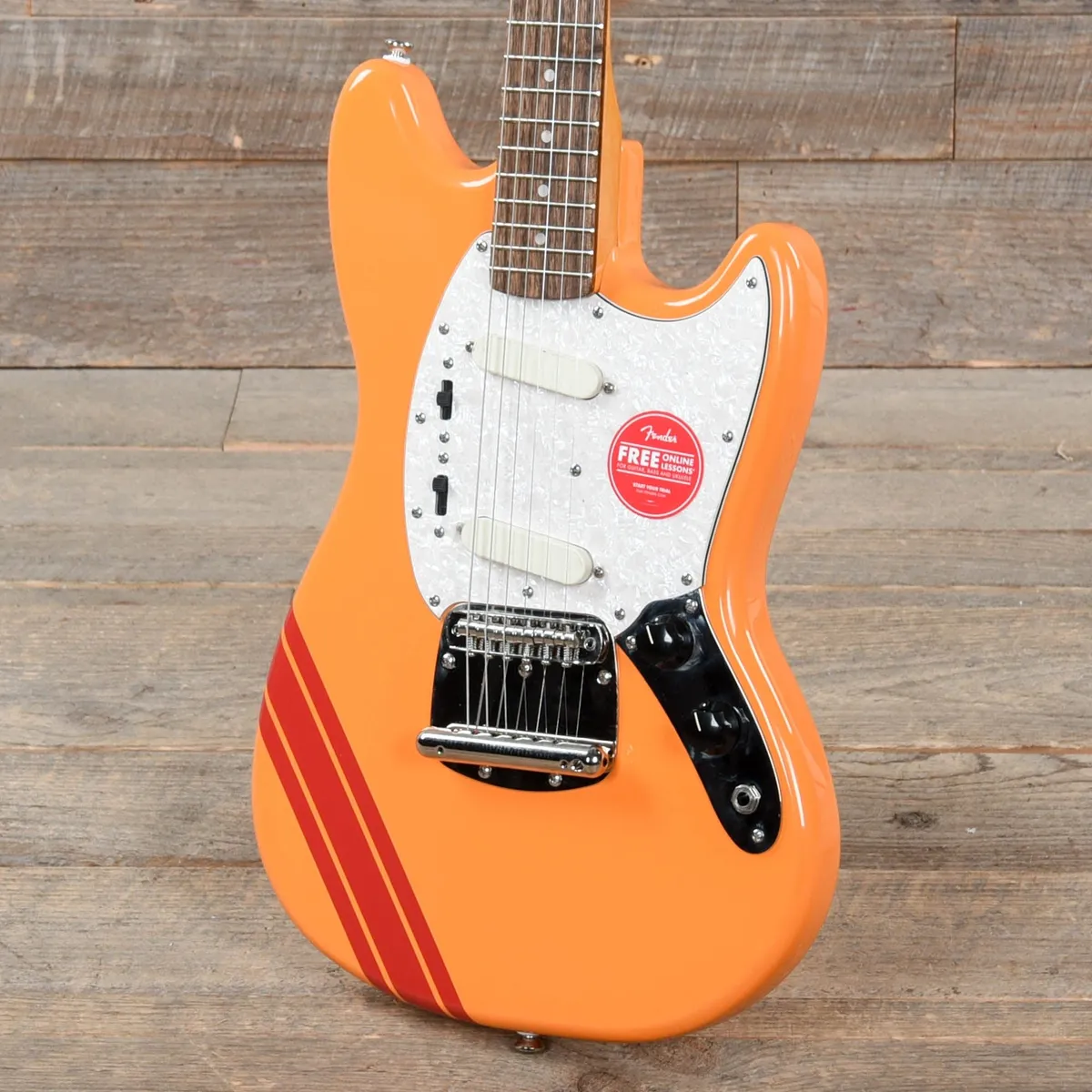 Squier Mustang Orange Capri Orange w/Dakota Red Stripe > Guitars ...