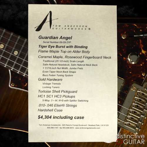 Tom Anderson Guardian Angel Tiger Eye Burst > Guitars Electric Solid ...